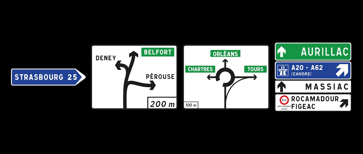 Panneaux de direction sur les routes