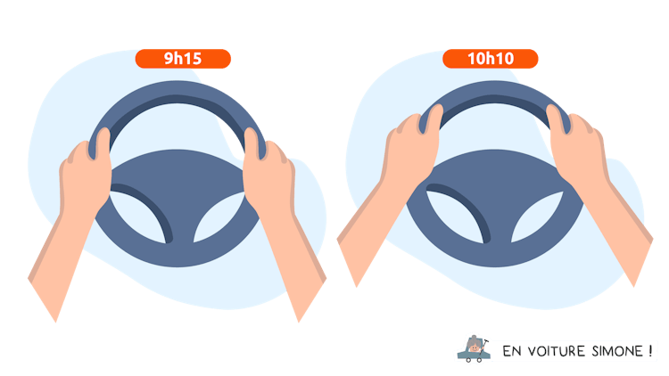 Position des mains sur le volant